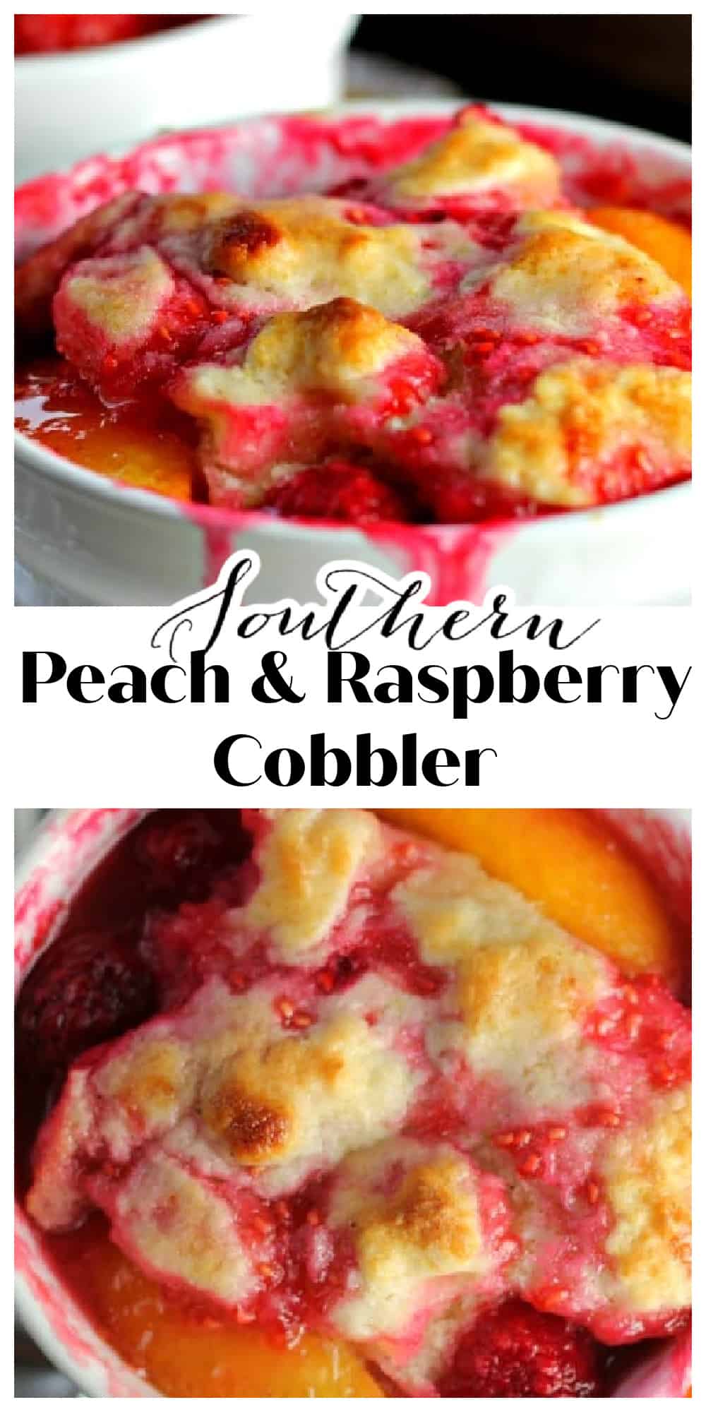Southern Peach Raspberry Cobbler (for 2} - The Baking ChocolaTess