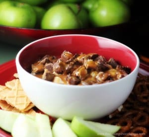 Decadent Caramel Covered Candy Bar Dip - The Baking ChocolaTess