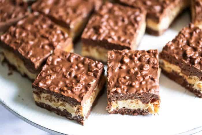 No Bake Chocolate Caramel Nutty Crunch Bars - The Baking ChocolaTess