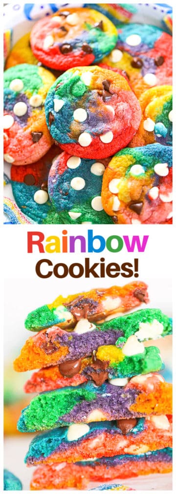Rainbow Chocolate Chip Cookies Recipe - The Baking ChocolaTess