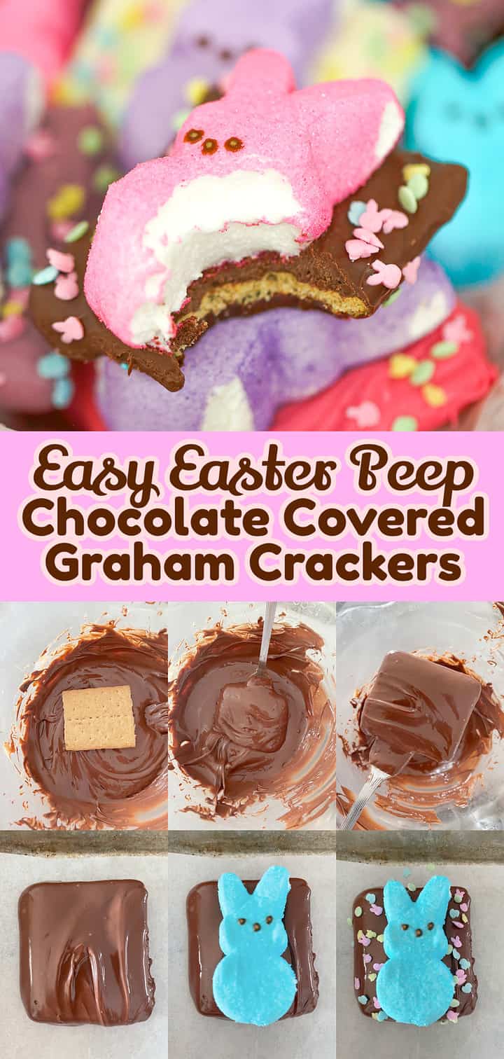 Easter Peep Chocolate Covered Graham Crackers - The Baking ChocolaTess