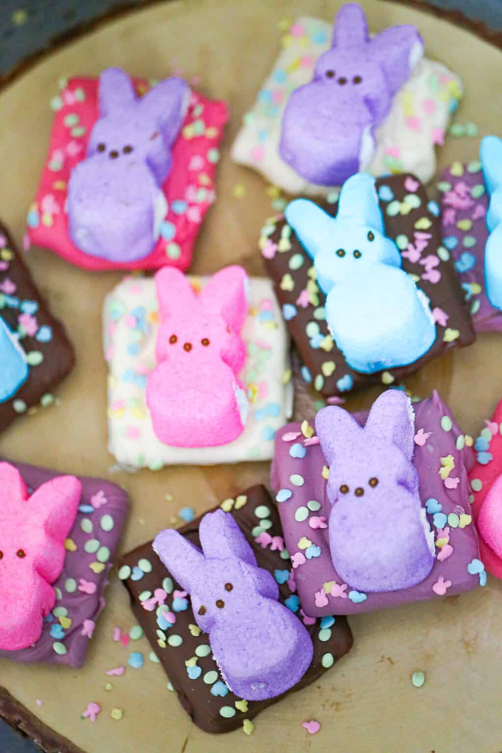 Easter Peep Chocolate Covered Graham Crackers - The Baking ChocolaTess