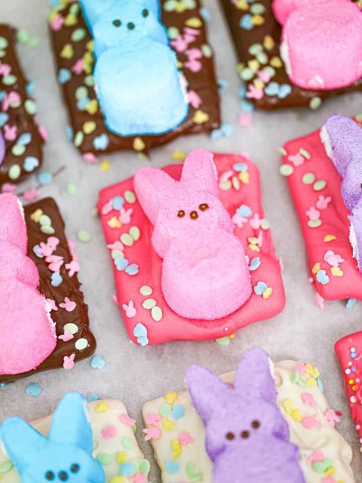 Easter Peep Chocolate Covered Graham Crackers - The Baking ChocolaTess