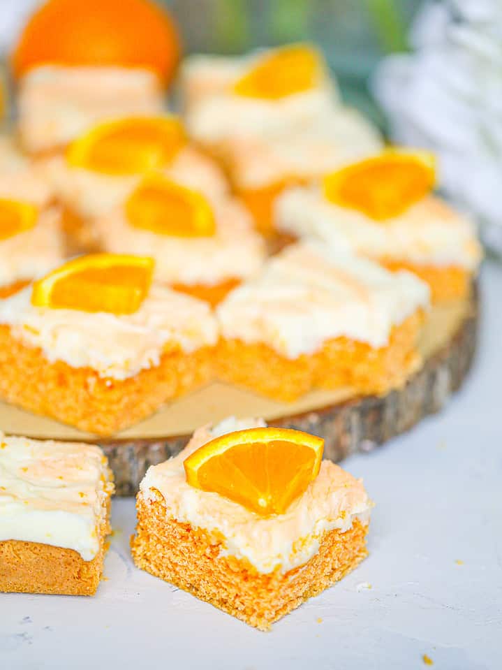 Easy Orange Creamsicle Cake Bars - The Baking ChocolaTess