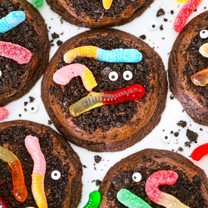 Gummy Worm Dirt Brownie Cookies - The Baking ChocolaTess