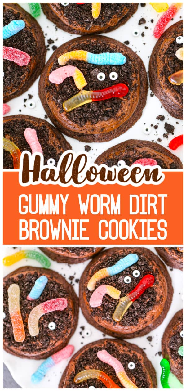Gummy Worm Dirt Brownie Cookies - The Baking ChocolaTess
