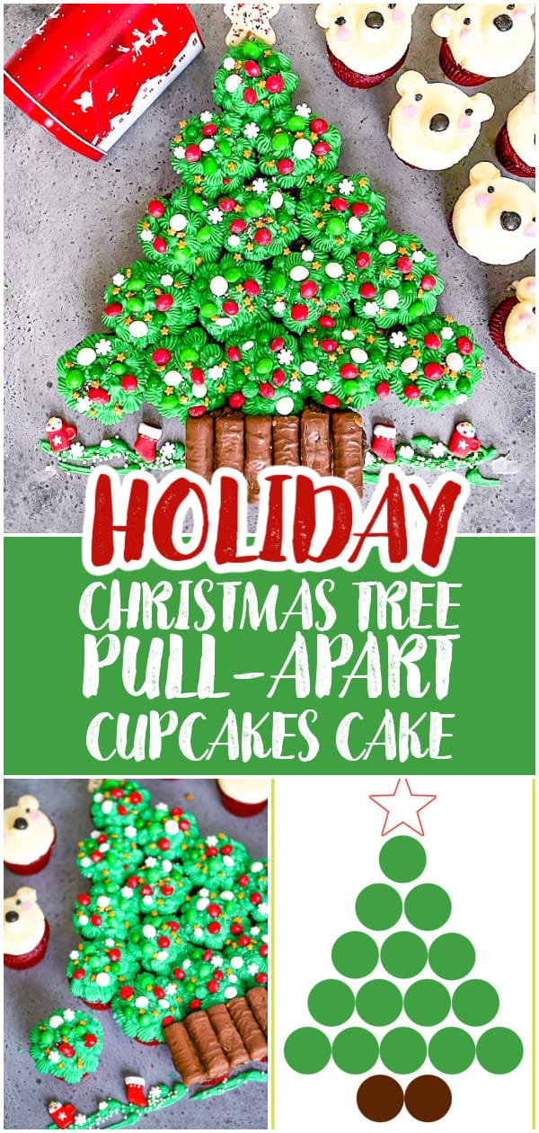 Christmas Tree Pull Apart Cupcakes Cake - The Baking ChocolaTess