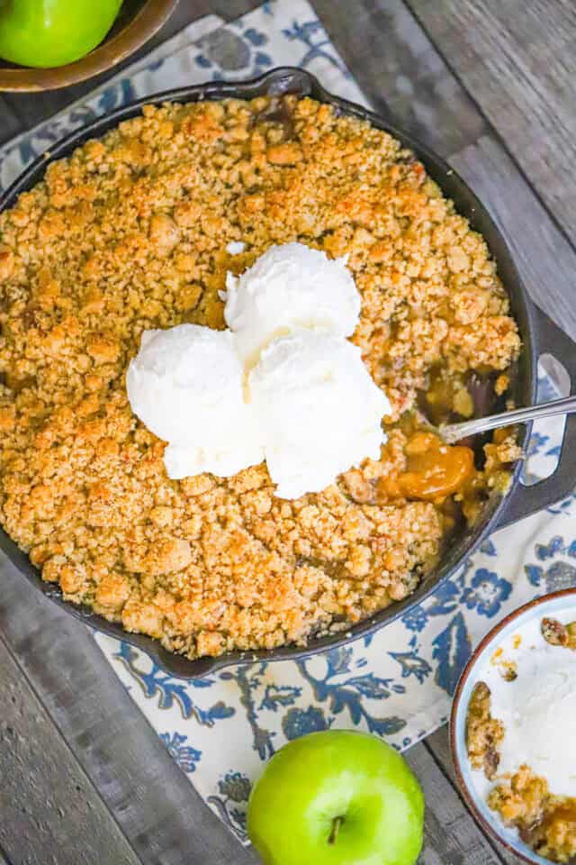 Easy Caramel Apple Crumble Crisp Made in Minutes - The Baking ChocolaTess