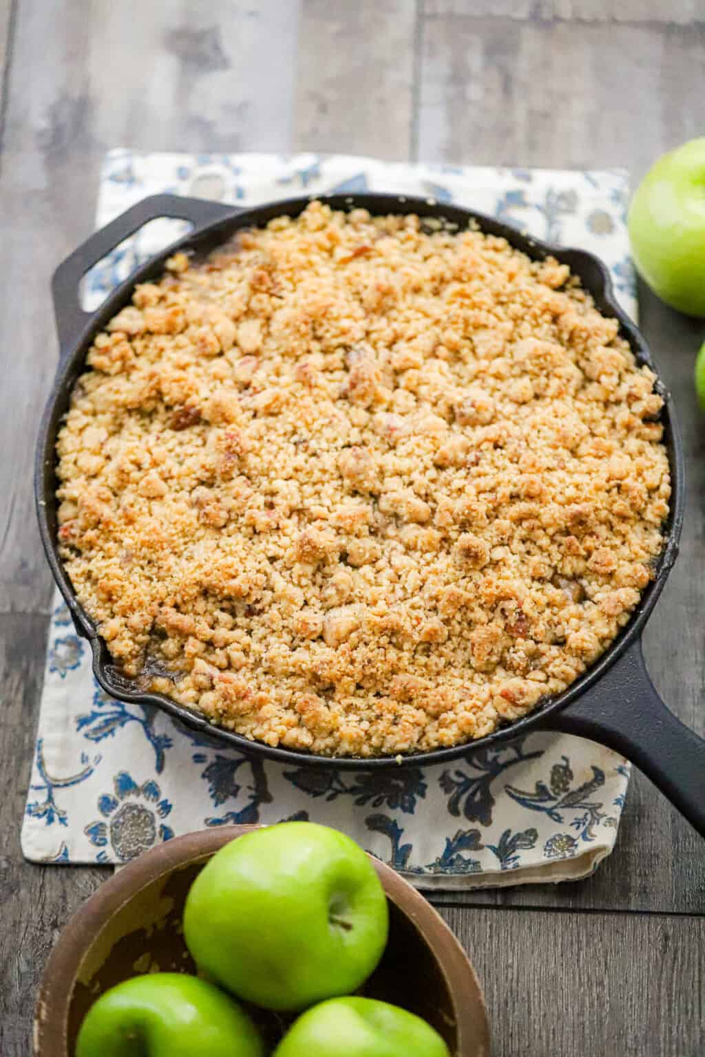 Easy Caramel Apple Crumble Crisp Made in Minutes - The Baking ChocolaTess